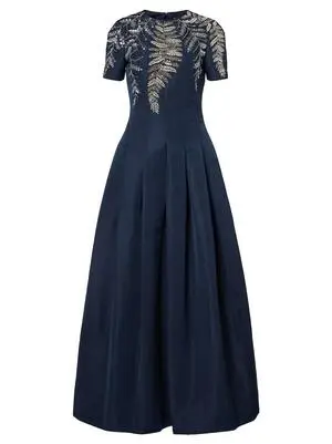 Oscar De La Renta Embellished Faille Gown - Blue