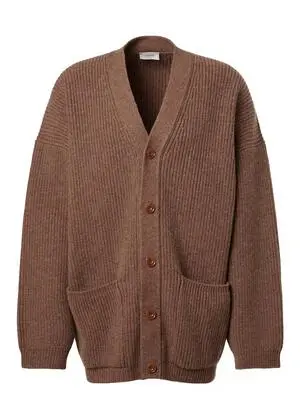LEMAIRE Oversized Ribbed-knit Wool Cardigan - Brown