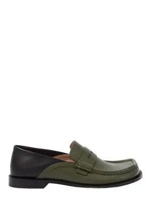 Loewe Campo Leather Penny Loafers - Green