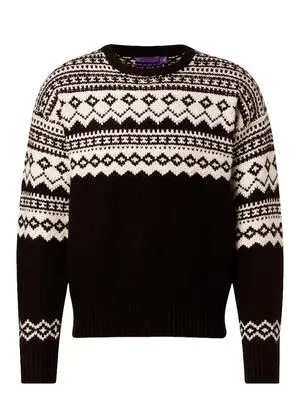 Ralph Lauren Intarsia Cashmere Crewneck Sweater - Black