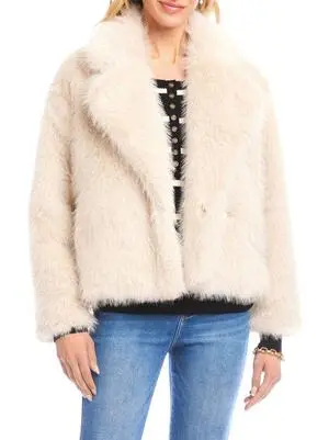 Karen Kane Faux Fur Crop Jacket - Stone