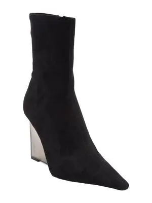 Jeffrey Campbell Beth Ann Wedge Bootie - Black Suede Combo