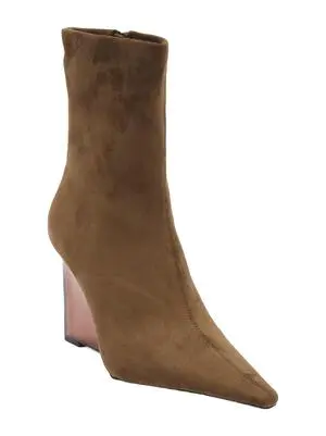Jeffrey Campbell Beth Ann Wedge Bootie Khaki Suede Combo