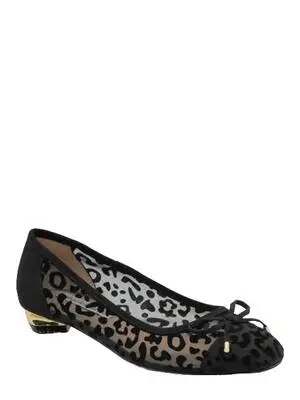 CHARLES DAVID Maize Leopard-spotted Mesh Ballet Flat - Black