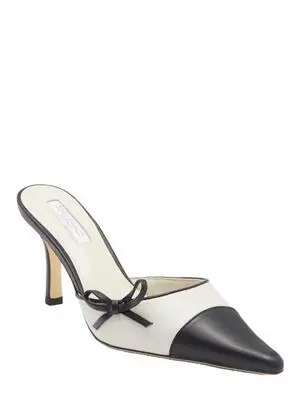 TONY BIANCO Shirley Pointed Cap Toe Mule - Bone/black