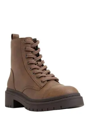 Aldo Lace-up Lug Sole Bootie - Medium Brown