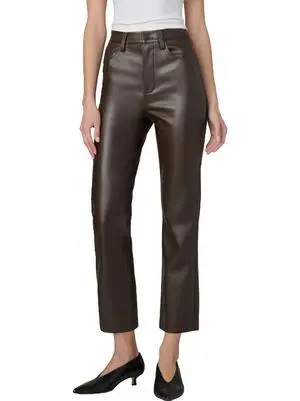Joe's Jeans Lyra Slim Ankle Faux Leather Trousers - Dark Chocolate