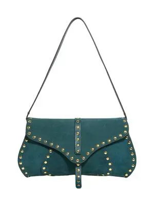 AIMEE Armour Leather Baguette Shoulder Bag - Transform Teal Suede