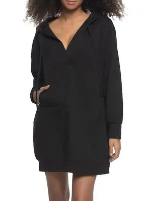 Felina Kimora Long Sleeve Sweatshirt Lounge Dress - Black