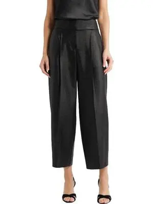 BOSS Tacres Metallic Ankle Wide Leg Pants - Black