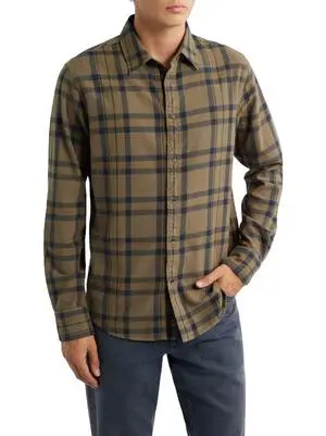 Rag & Bone Tomlin Overdye Plaid Cotton Flannel Button-up Shirt - Dark Green