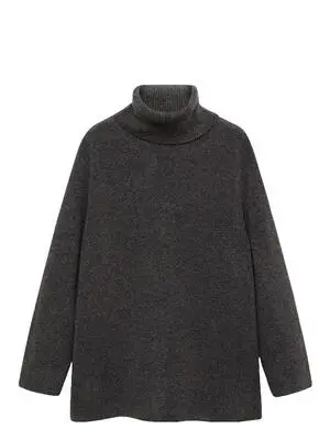 Mango Turtleneck Long Sleeve Sweater - Charcoal