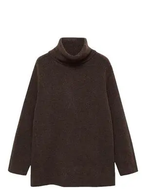 Mango Turtleneck Long Sleeve Sweater - Chocolate