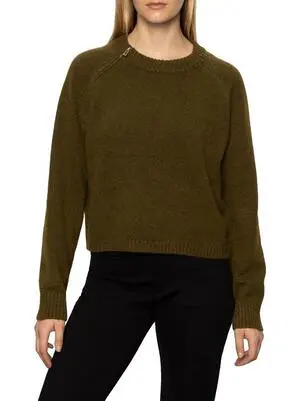 Sanctuary Crewneck Zip Detail Sweater - Dirty Martini