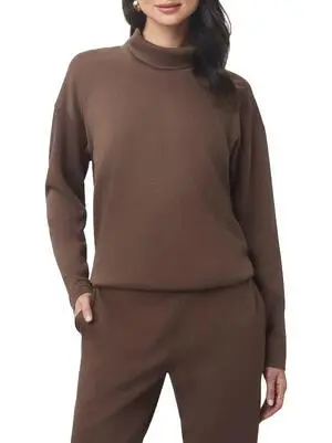 Splendid Interlock Turtleneck Sweatshirt - Truffle Brown