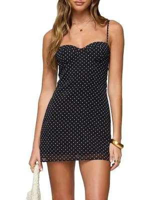 EDIKTED Polka Dot Chiffon Minidress - Black