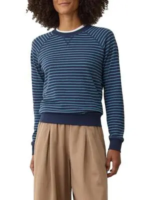 Marine Layer Juno Stripe & Dot Reversible Double Knit Top - Moonlit Blue