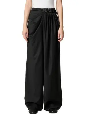NOCTURNE Double-buckle High-waist Trousers - Black