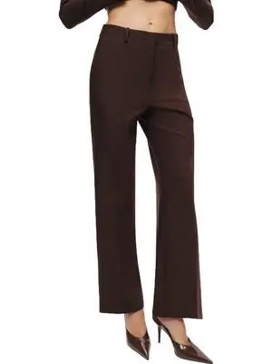 NOCTURNE Classic Mid-rise Tailored Trousers - Dark Brown