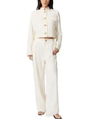 NOCTURNE Tailored Utility Jacket With Gold Embellishments - Ivory