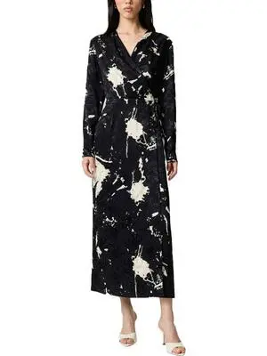 NOCTURNE Printed Wrap Maxi Dress