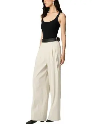 NOCTURNE Pleated Wide-leg Trousers - Ivory