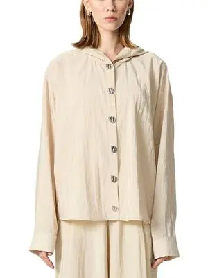 NOCTURNE Hooded Snap-button Shirt - Ivory