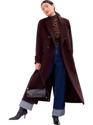 RO&ZO Wool Blend Oversized Coat - Brown