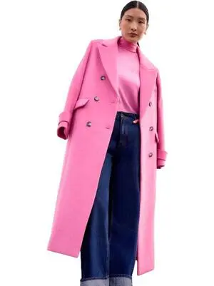 RO&ZO Wool Blend Oversized Coat Pink