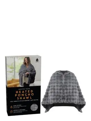 PURSONIC Electric Plush Heated Poncho Shawl - Grey