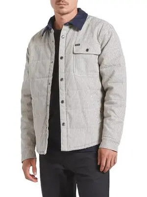 Brixton Cass Engineer Stripe Quilted Jacket - Whitecap/mood Indigo Hickory