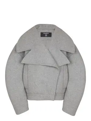 Balmain Wool-cashmere Oversized Pea Coat - Grey