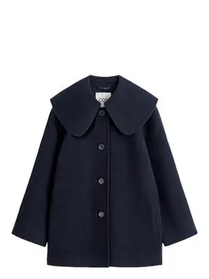 Cos Collared Double-faced Wool Jacket - Navy