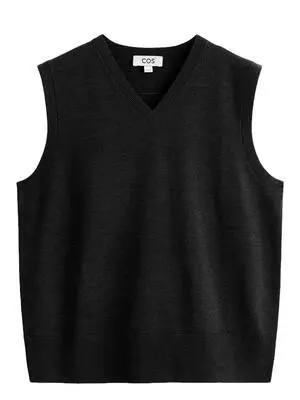 Cos Merino Wool V-neck Vest - Black