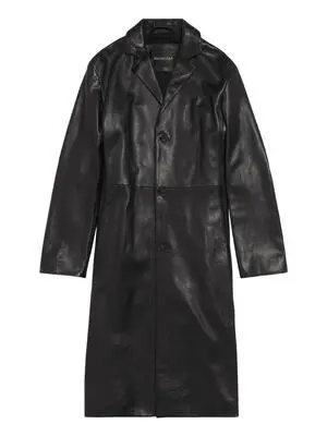 Balenciaga Fitted Leather Coat Black