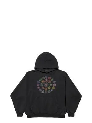 Balenciaga Spiral Crest Medium Fit Hoodie - Black