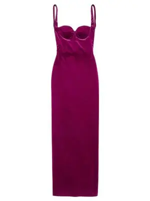 Balenciaga Fitted Velvet Jersey Gown - Purple