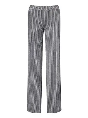 Stine Goya Flared-leg Ribbed Knitted Trousers - Soft Striped Rib