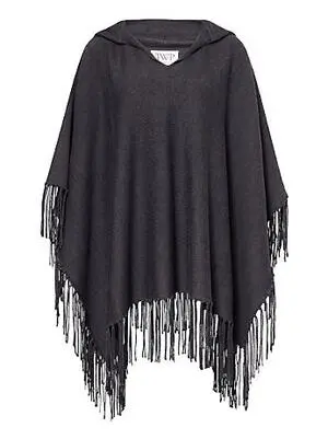 TWP Tasselled Merino-wool Poncho - Charcoal Heather Grey
