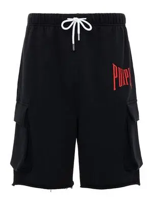 PURPLE BRAND Heavyweight Cargo Sweatshorts - Black