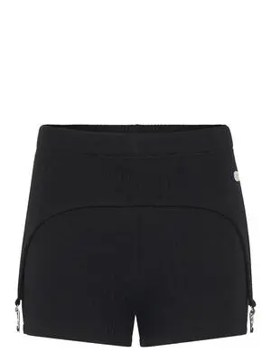 Jean Paul Gaultier Cotton Ribbed Mini Short With Lingerie Garter - Black