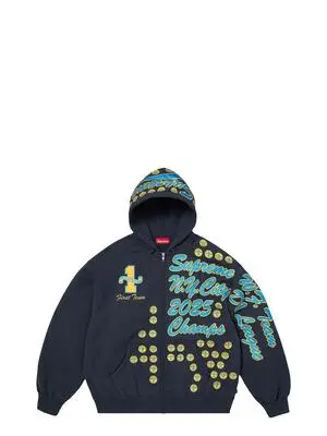 Supreme League Champs Zip Up Hooded Sweatshirt - Blue