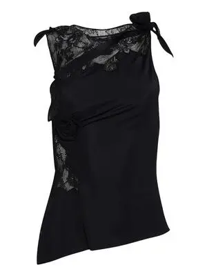 Coperni Lace Flower Top - Black