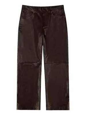 ENTIRE STUDIOS Leather Straight Leg Pant - Brown