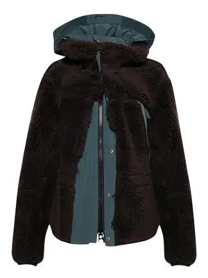 Sacai Faux Shearling Grosgrain Blouson - Brown