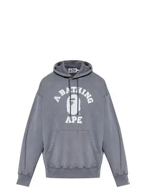 A BATHING APE Garment Dye College Pullover Hoodie - Grey
