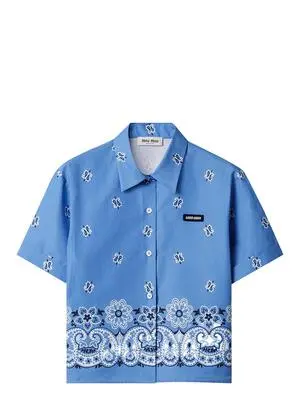 Miu Miu Poplin Bandana Top - Blue