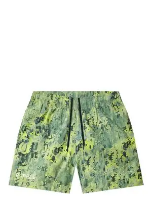 PURPLE BRAND Worn Gothic Camo Swim Shorts - Green