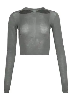 Rick Owens Slashed Cropped Long-sleeve Sweater - Blue