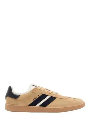 Bally Retro Crest Suede Low-Top Sneakers Taupe/black